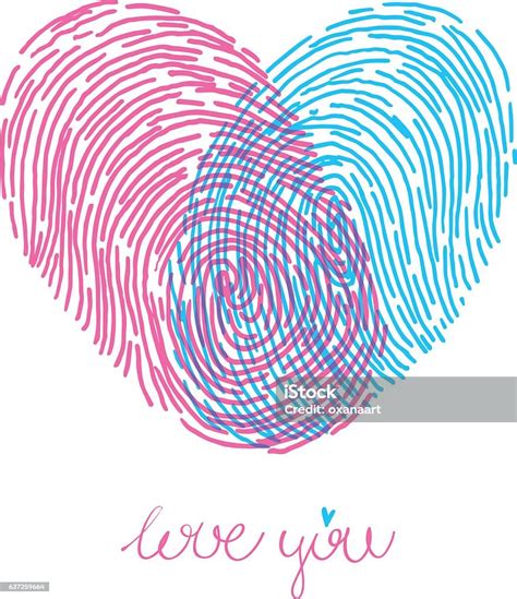 발렌타인 데이 디자인 마음과 지문 나는 당신을 사랑해요 개성 개념에 대한 스톡 벡터 아트 및 기타 이미지 개성 개념 범죄 벡터 Istock
