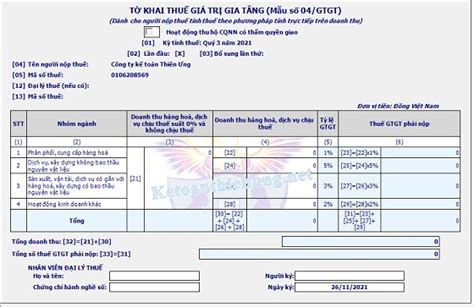 Cách lập tờ khai thuế GTGT mẫu 04 theo phương pháp trực tiếp