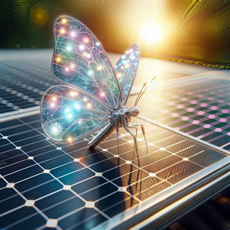 Bioluminescent Butterfly Glowing Butterfly On Solar Panel Generative