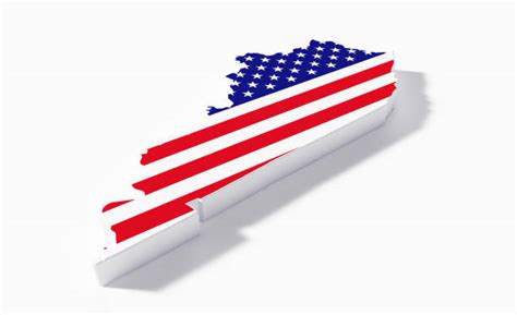 240 Geographic Border Map And Flag Of Kentucky Bluegrass State Stock