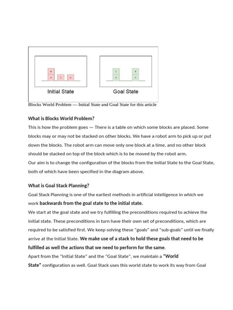 Goal Stack Planning Pdf Mathematical Logic Computer Programming