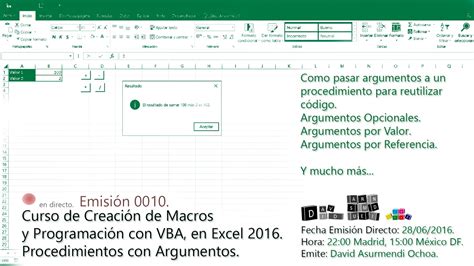 Curso de Macros y Programación VBA en Excel 2016: Procedimientos con ...