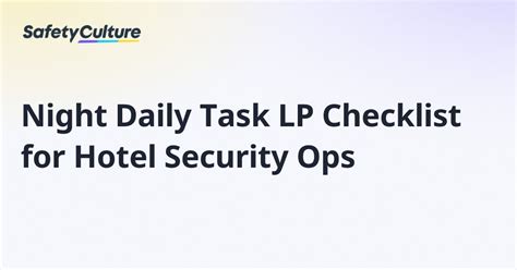 Night Daily Task Lp Checklist For Hotel Security Ops Free Template