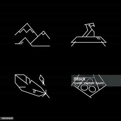 Falcons Feather Nest Eagles Icon Set Stock Illustration Download