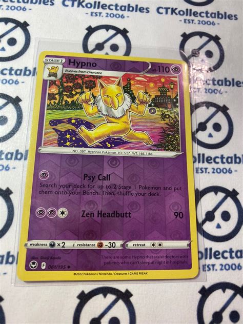 Hypno Reverse Holo 061 195 2022 Sword And Shield Silver Tempest Pokemon