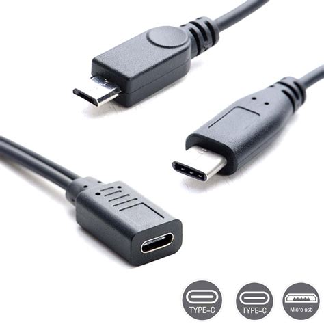 Usb Type C Hunn Til Mikro Type C Hann Y Spli Grandado