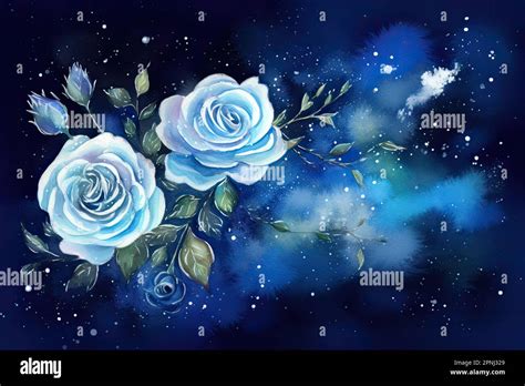 Use Watercolors To Create A Delicate And Intricate Scene Of Blue Roses