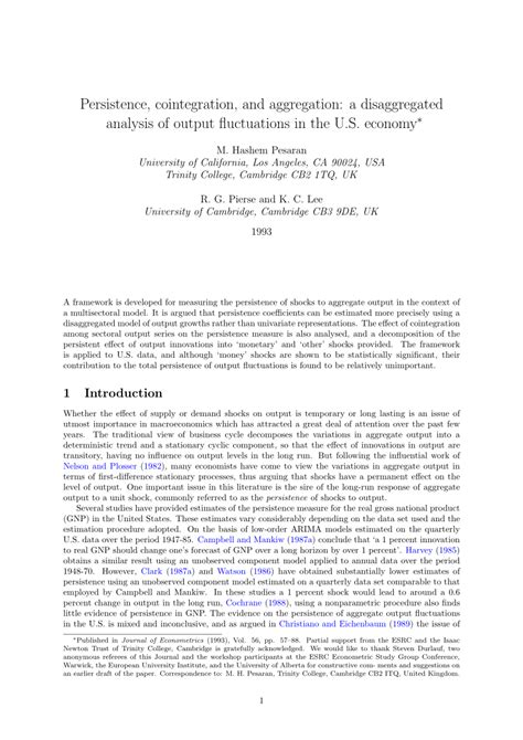 Pdf Persistence Of Shocks And Their