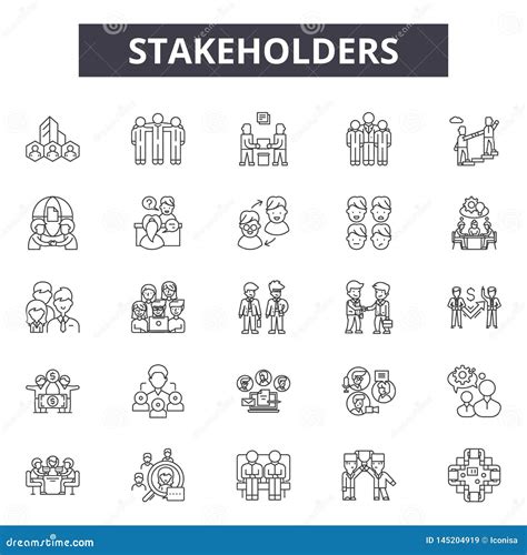 Stakeholders Line Icons Signs Vector Set Outline Illustration Concept Stock Vector