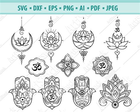 India Sign Svg Yoga Symbol Svg Lotus Flower Svg Hinduism Etsy