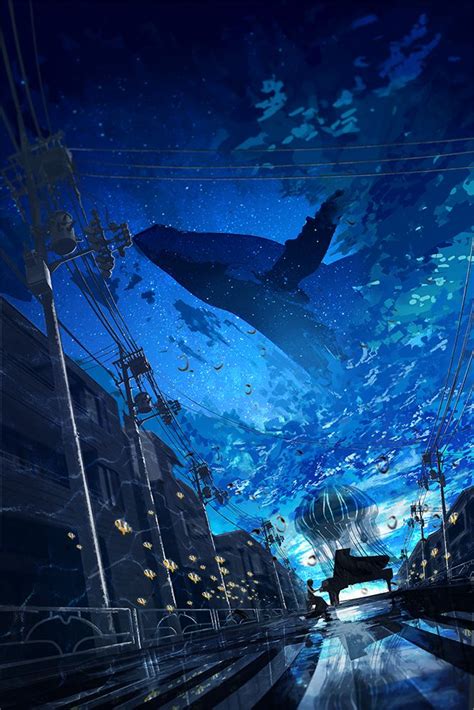 オリジナル 真夜中の水族館 ちょこしのイラスト Pixiv Anime Scenery Wallpaper Fantasy