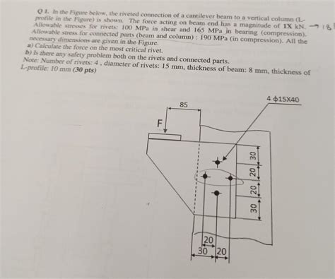 Solved Q 1 In The Figure Below The Riveted Connection Of A