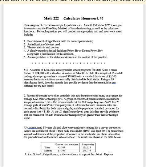 Solved This Assignment Covers Two Sample Hypothesis Tests Chegg