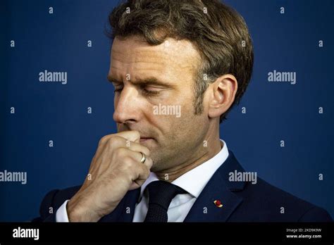 French President Emmanuel Macron Is Pictured During A Press Conference