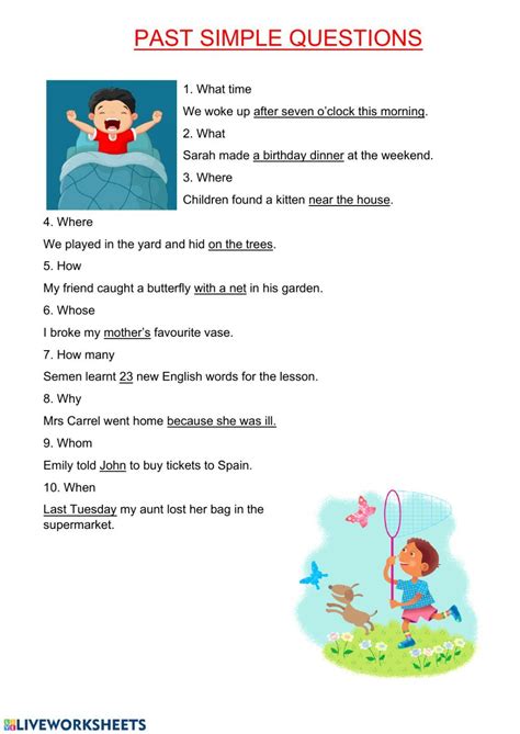 Past Simple Wh Questions Worksheet Simple Past Tense Wh Questions