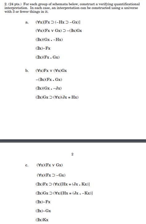 Solved 2 24 Pts For Each Group Of Schemata Below