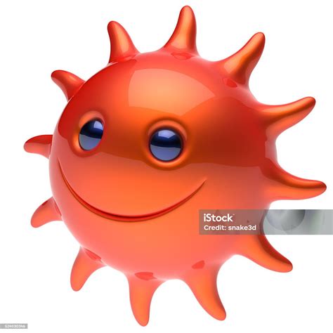 Smiling Sun Star Face Cheerful Summer Smile Cartoon Ball Person Stock