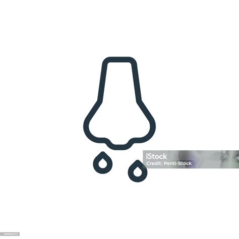 콧물 벡터 아이콘입니다 콧을 편집 할 수있는 스트로크 웹 및 모바일 앱 로고 인쇄 매체에 사용하기 위한 콧물 선형 기호입니다 얇은 선 그림 벡터 격리 된 윤곽선 도면입니다