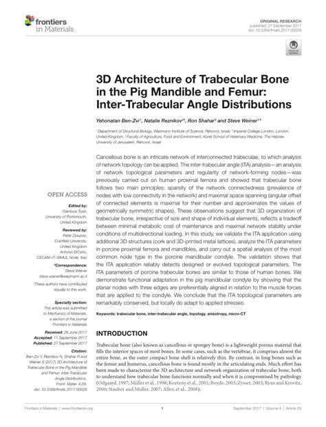 Pdf 3d Architecture Of Trabecular Bone In The Pig Mandible And Femur