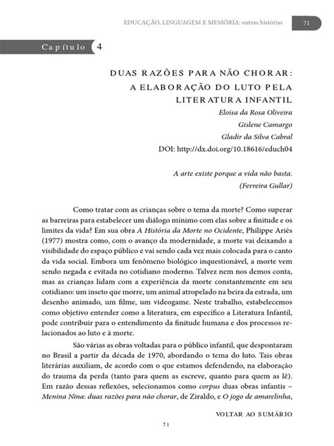Duas Razões Para Não Chorar Pdf Pdf Morte Pensamento