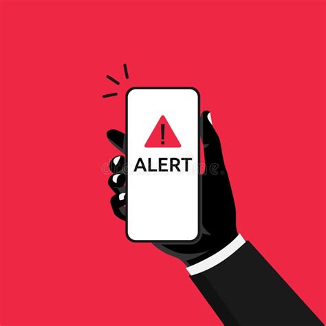 Hand Holds Phone With Alert Notification Scam And Cyber Security Stock Vector Illustration Of