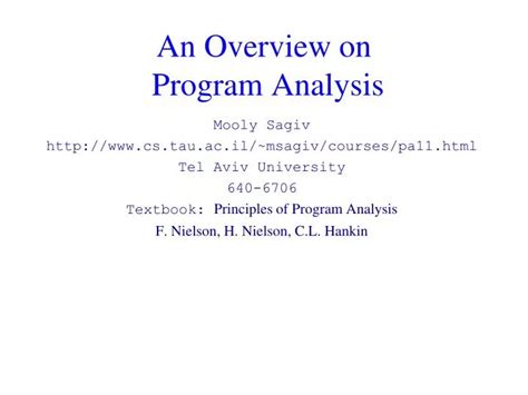 Ppt An Overview On Program Analysis Powerpoint Presentation Free