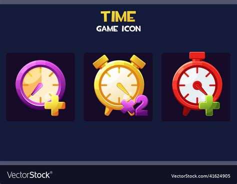 Clock Game Time Icons Golden Watch For Gui Vector Image