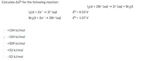 Solved Calculate ΔGo for the following reaction s Chegg