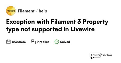 Exception With Filament 3 Property Type Not Supported In Livewire Filament