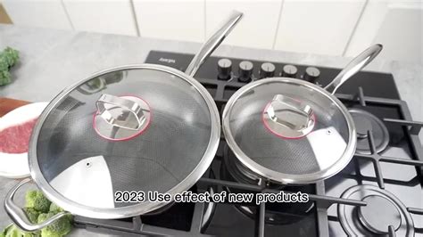 Cookware Reusable 304 Stainless Steel Frying Pan Honeycomb Pans Wok Non
