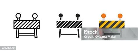 도로 장벽 아이콘입니다 건설 안전 벡터 그림 기반 시설 및 교통에 대한 교통 경고 및 위험 방지 기호입니다 접근을 차단하고 도로 공사에 신호를 보내고 보안을 보장합니다 0