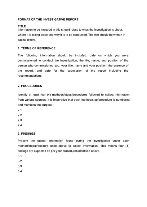 Assig 02 Format Of The Investigative Report Format Of The Investigative Report Title