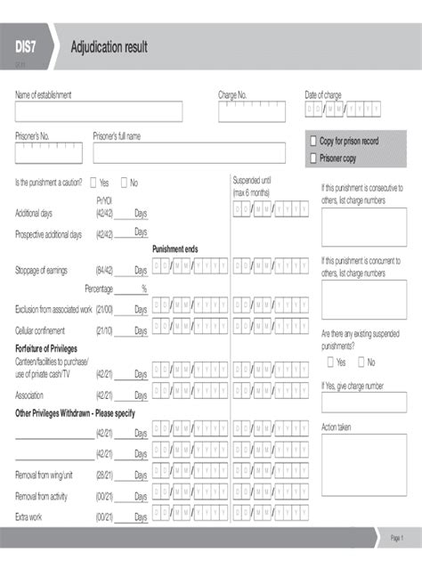 Prison Forms Dis7 Adjudication Result Prisons Fill Out And Sign