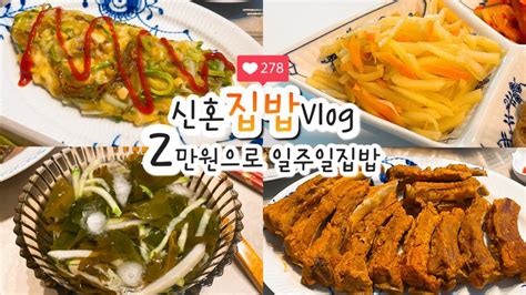 일주일집밥🍚2만원으로 알뜰하고 맛있게 신혼집밥브이로그🍯돼지고기장조림 두부조림 오이냉국 소고기미역국 감자볶음 애호박감자전