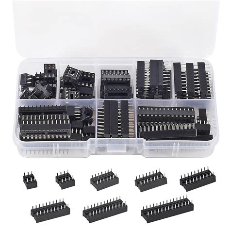 66pcs 2 54 Mm Pitch Dip Ic Sockets Adaptor Assortment Kit For Breadboard And Pcb Yiwei