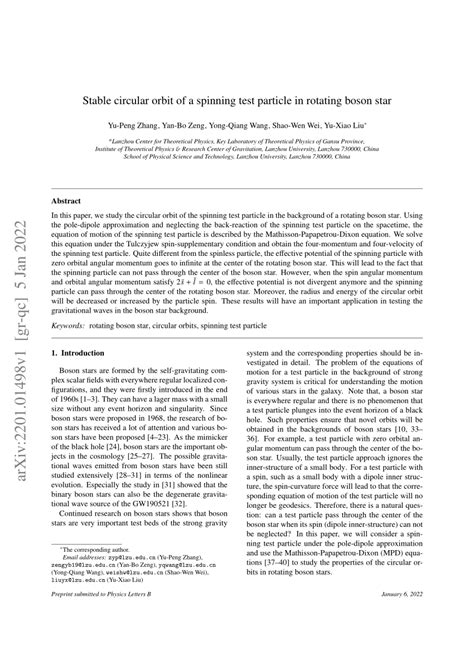 Pdf Stable Circular Orbit Of A Spinning Test Particle In Rotating