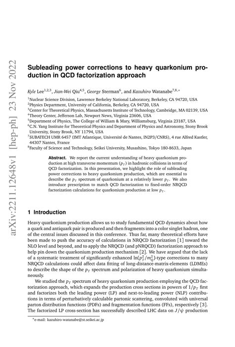 Pdf Subleading Power Corrections To Heavy Quarkonium Production In Qcd Factorization Approach