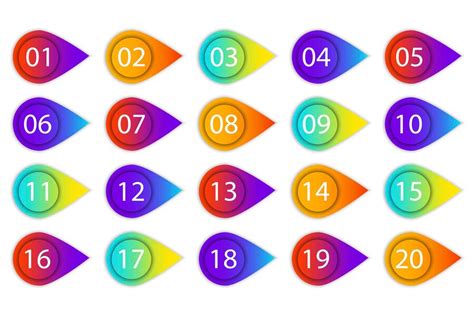 글머리 기호 번호 지도 포인터 아이콘 핀 포인트 아이콘 화살표 벡터 아이콘 벡터 그래픽 20 단계 벡터 일러스트 레이 션 프리미엄 벡터