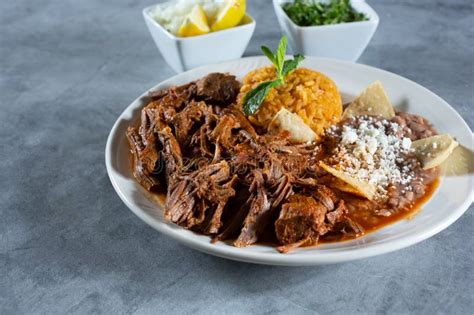 Plate Of Birria De Res Beef Birria Stock Image Image Of Rice