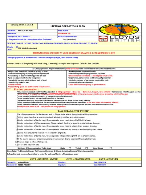 Lifting Corroded Spools From Ground To Truck At Water Maker Pdf