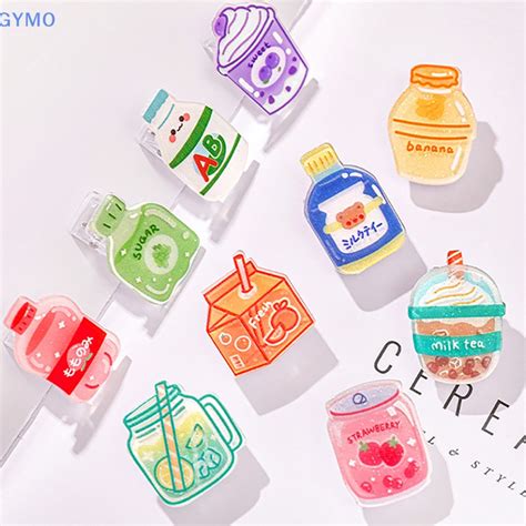 【cxgymo】創意卡通飲料瓶亞克力夾卡通回形針可愛手帳裝飾夾便簽信紙夾辦公用品hdy 蝦皮購物