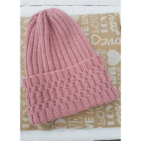 Folded Brim Hat Knitting Pattern Slouchy Shaped 3 Sizes Knit Inspire