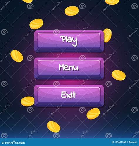 Vector Cartoon Style Buttons With Text For Game Design Stock Vector