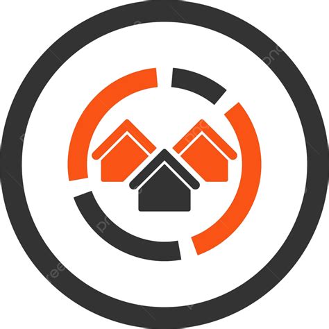 Vector Icon Rounded Realty Chart In Orange And Gray Color Scheme Vector