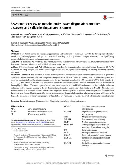 a systematic review on metabolomics based diagnostic biomarker