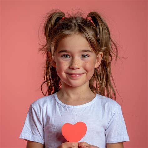 Premium Photo Beautiful Blonde Girl Has A Paper Heart Portrait Photo