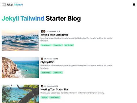 Jekyll Atlantic Tailwind Blog Theme Demo Review And Download From Jamstackclub With ♥