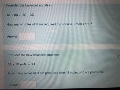 Solved Consider The Balanced Equation 1a 8b 30 3d How