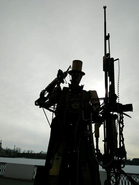 Premium Photo Human Sculpture Made Up Of Metal Scrap