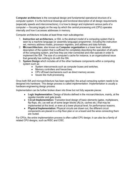Difference Between Computer Organization And Computer Architecture Pdf